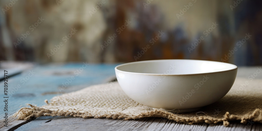 An empty bowl on a table. Poverty and hunger concept. Food insecurity ...