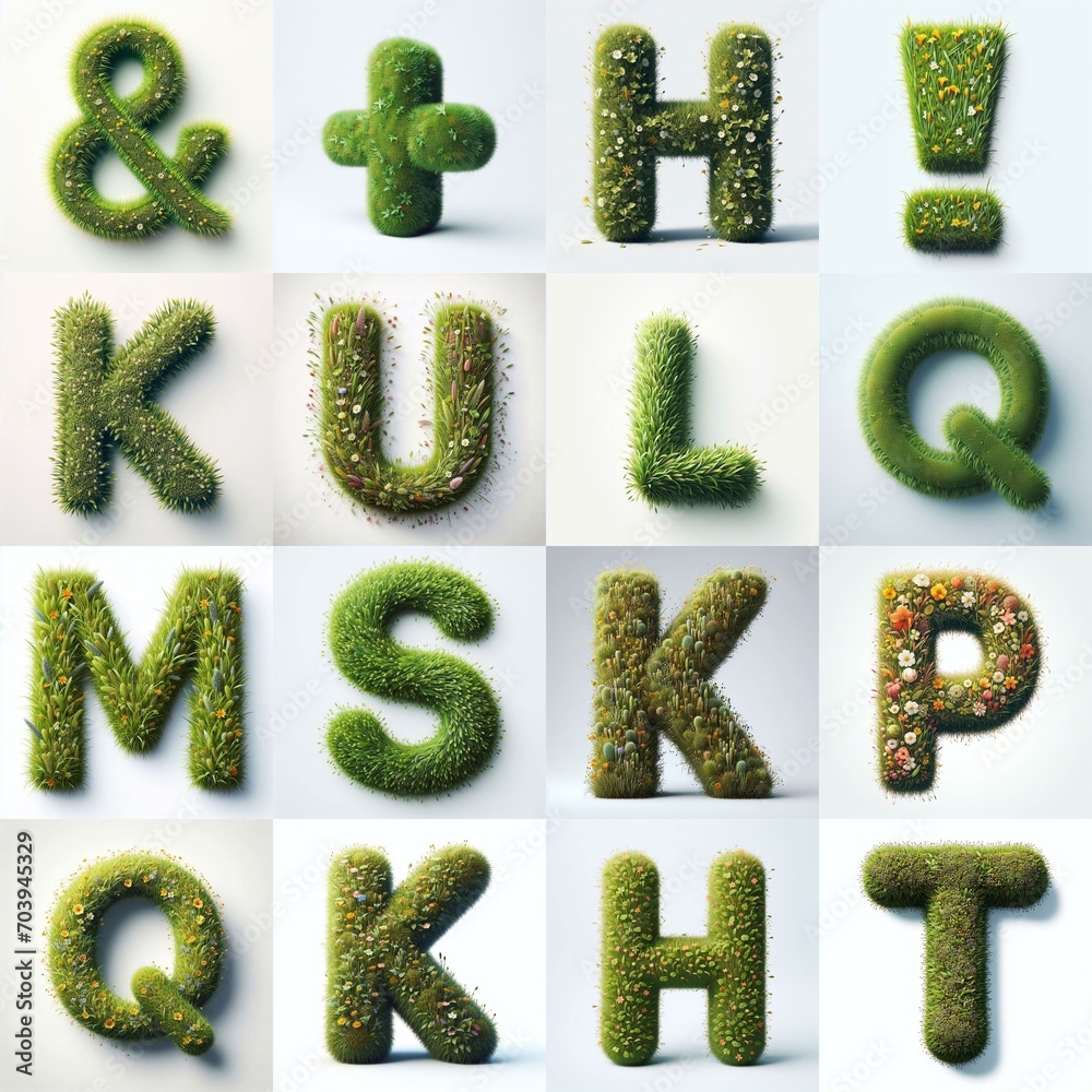 Grass style typography. AI generated illustration Stock Illustration ...