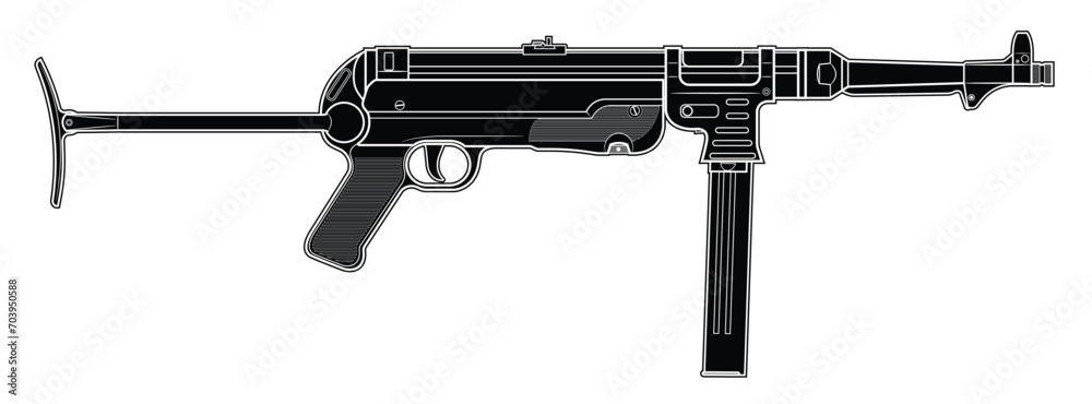 Vecteur Stock Vector illustration of the MP40 german machine gun with ...