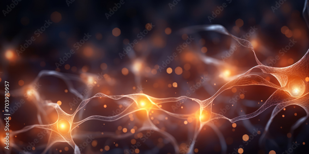 Neurons pulse with light, highlighting the complex network of the human ...
