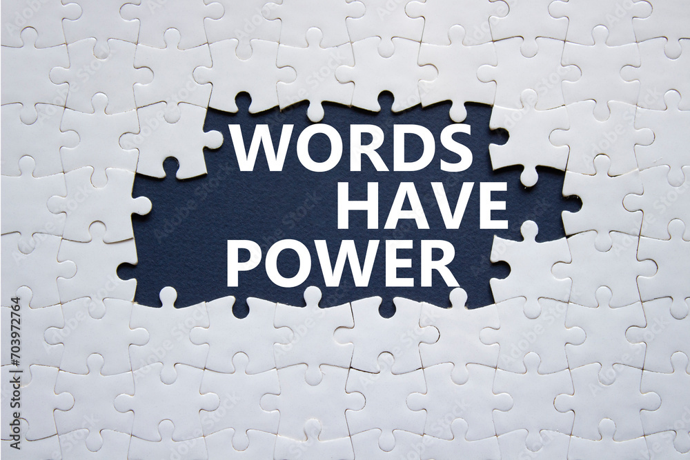 Words have power symbol. Concept words Words have power on white puzzle ...