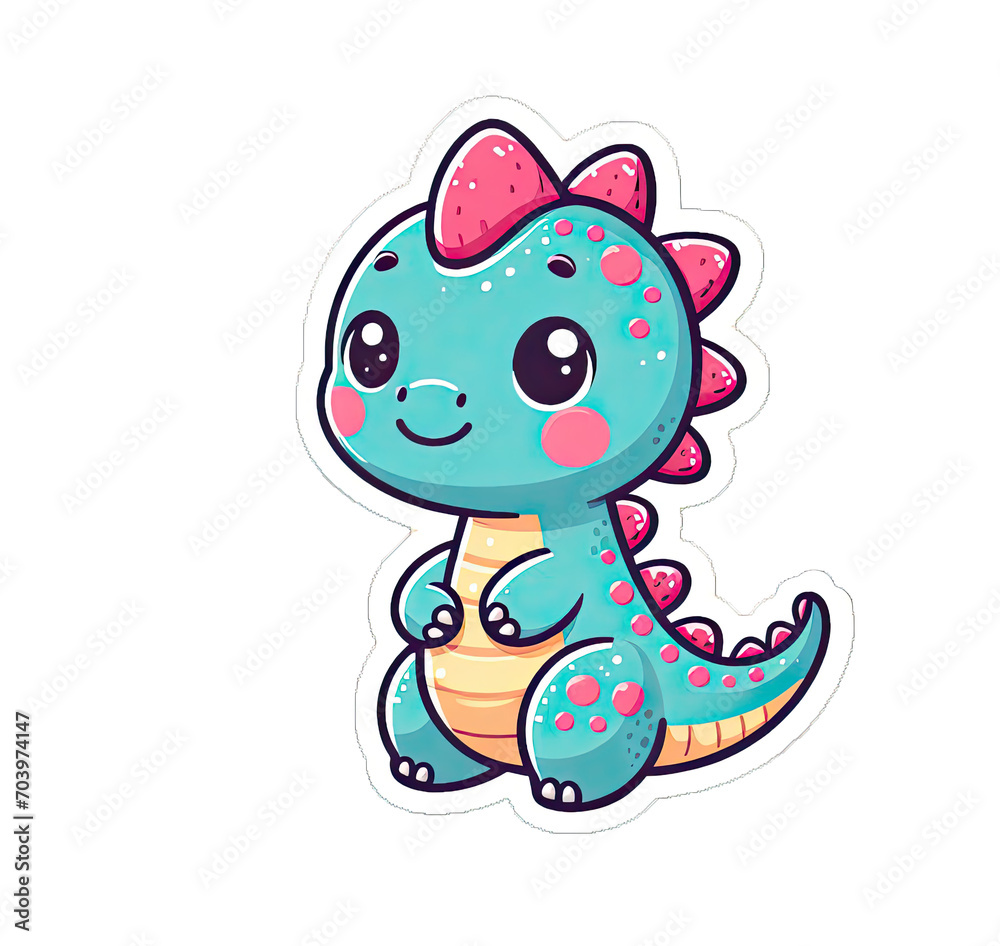 Generative AI Cute Little Dino Sticker, cute baby dinosaur sticker ...