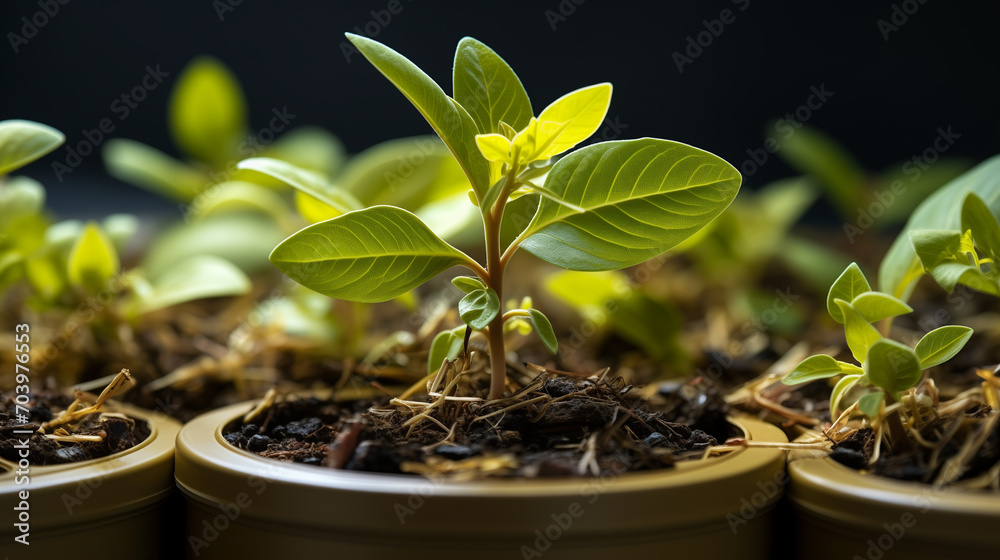 plant in the ground, Place a green power wire with new leaves in the ...