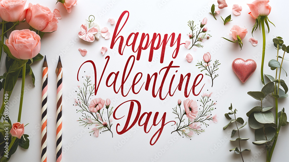 Heartfelt message, 'Happy Valentine Day,' beautifully crafted in ...