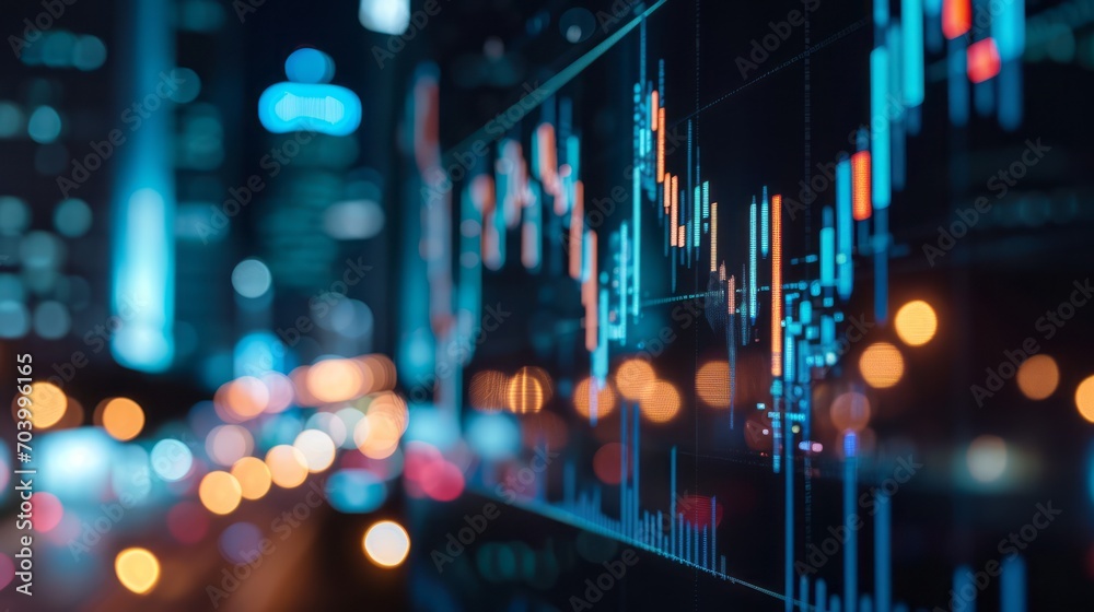 Digital Charts and Graphs Reflect Market Volatility, Digital display ...