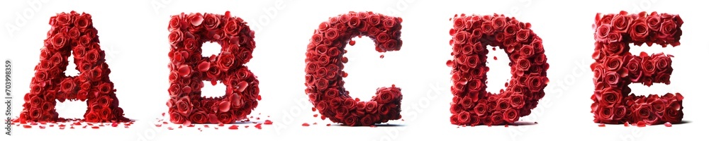 red rose petal letters - A B C D E - ideal for valentines day or other ...