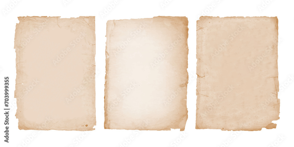 Vintage antique old paper sheets with ripped edges. The texture of ...