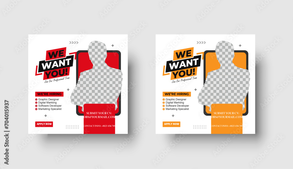 Vecteur Stock We are hiring job vacancy social media post or square web ... Vecteur Stock We are hiring job vacancy social media post or square web ...