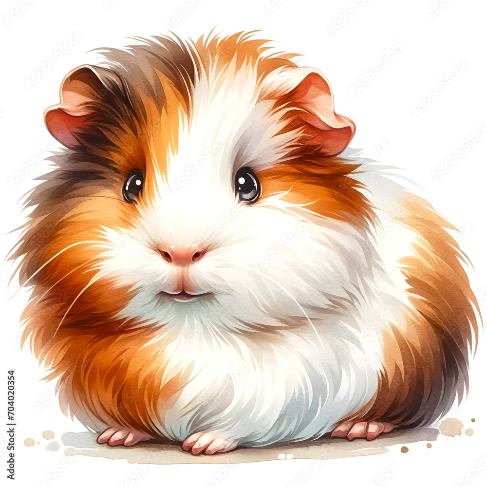Cute baby guinea pig watercolor clipart with transparent background ...