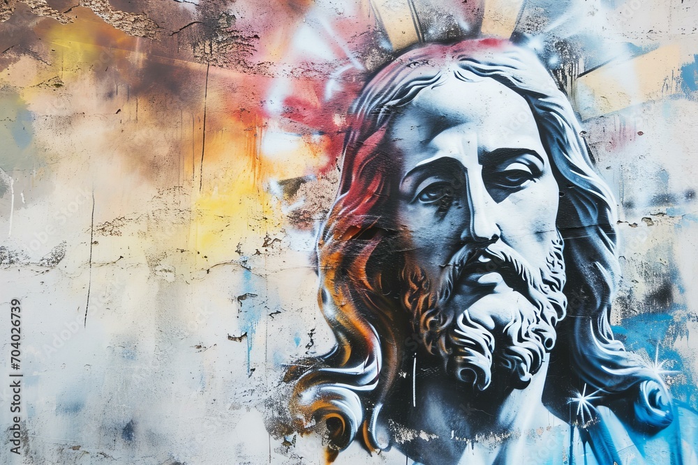 Jesus Christ spray paint graffiti on white wall urban style Stock Photo ...