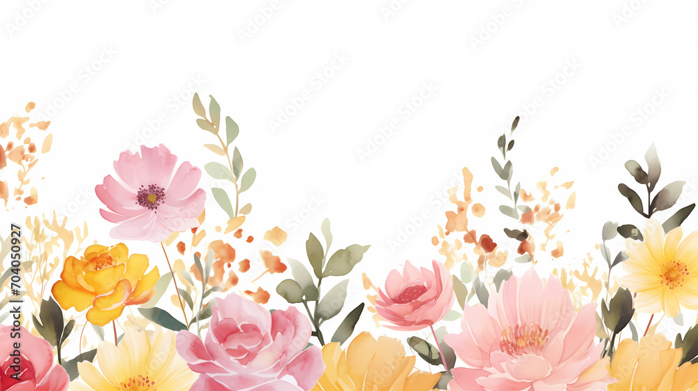 Floral frame with watercolor flowers, decorative flower background ...