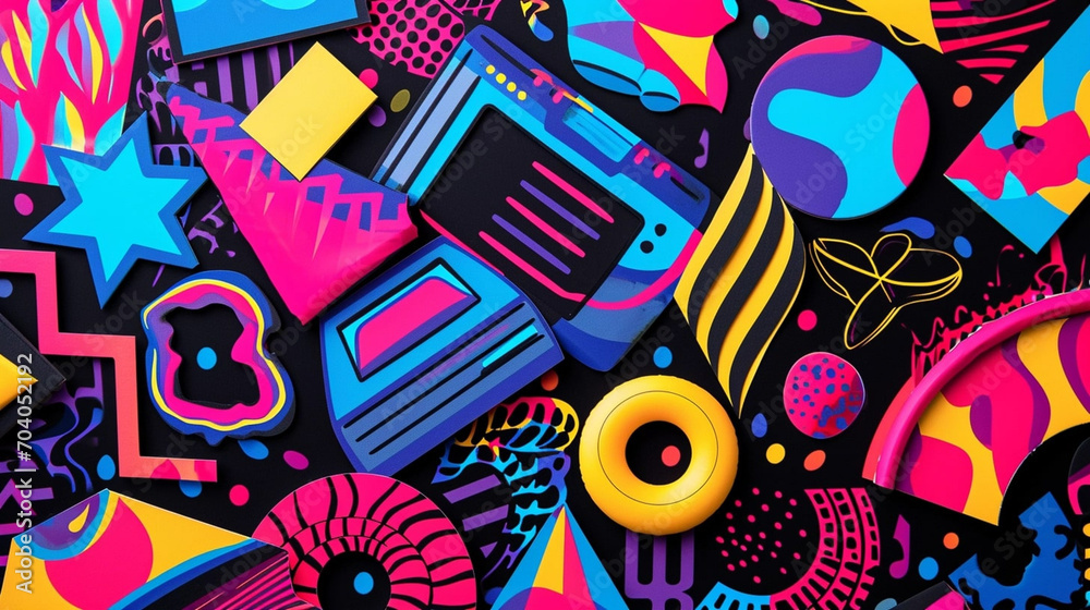 Back To The 90's Backdrop on black background, 90s Theme Party ...