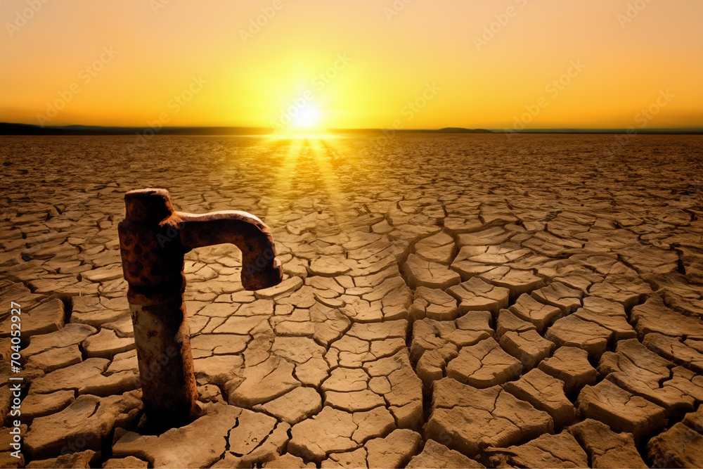 Drought land, Dries, Global drought. Water faucet in Dry cracked earth ...