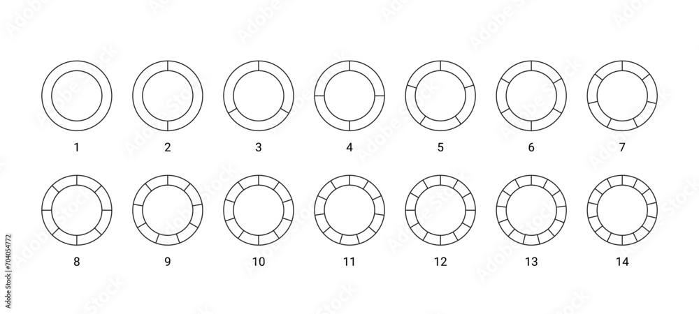 Outline circle template with elements. Round pie chart. Diagram ...