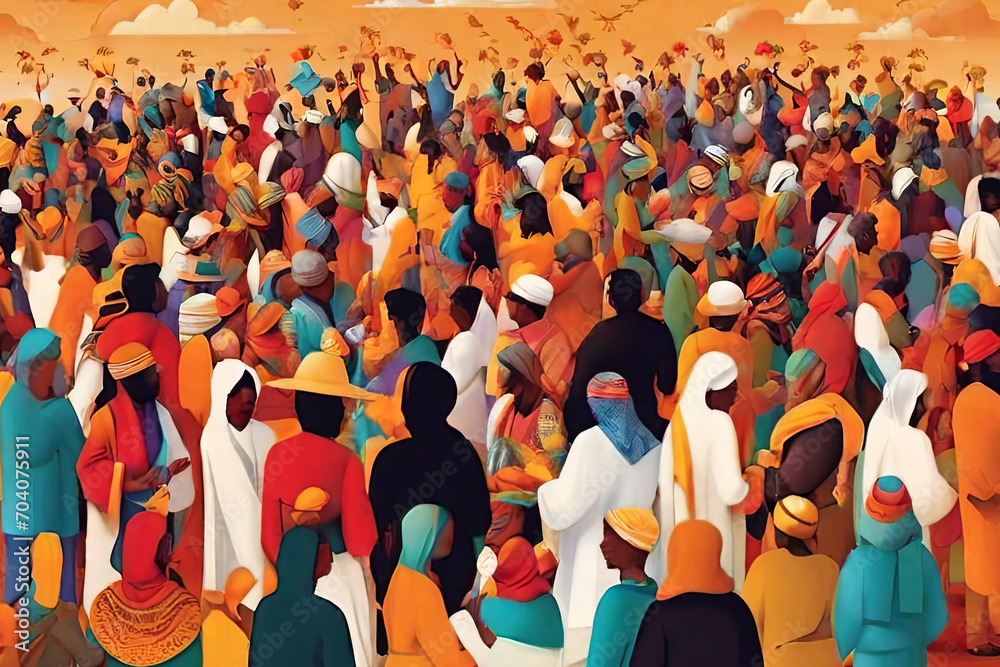 Diverse global population. Cultures, ages blend in unity. World ...