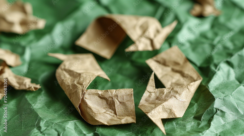 Eco-Friendly Innovation: Recycle Symbol Crafted from Crumpled Paper on ...