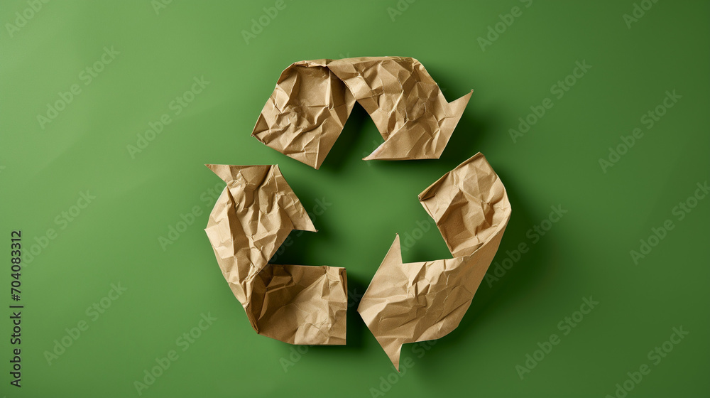Eco-Friendly Innovation: Recycle Symbol Crafted from Crumpled Paper on ...