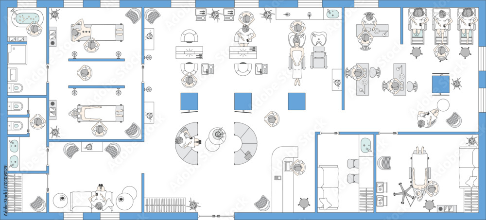 Nail salon interior design. Project of beauty salon. Woman at manicure ...