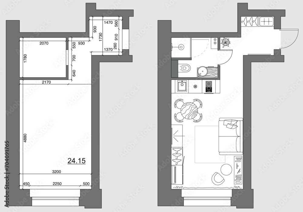 Architectural plan of a house. Layout of the apartment with the ...