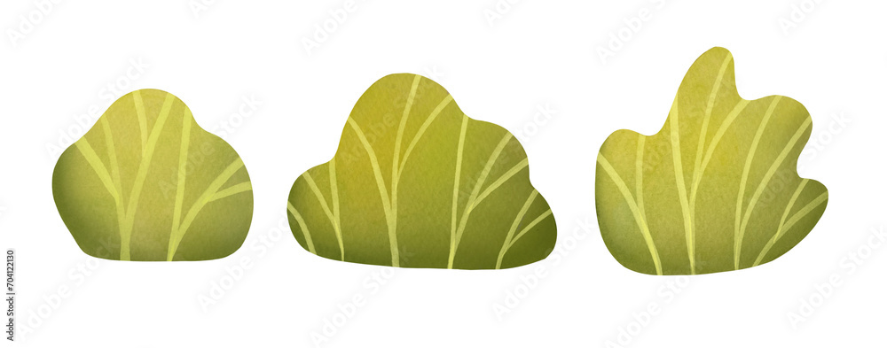 cartoon collection of green plants, shrubs, herbs for landscape ...