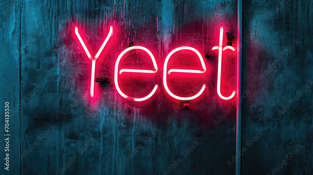Yeet written in neon sign letters, gen z slang for throw or toss Stock ...