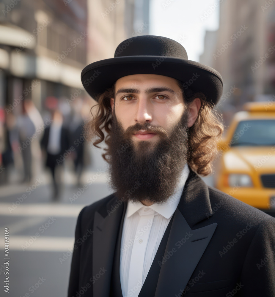 A Rabbi Ultra Orthodox Hasidic Jewish Men Have Side Curls Wearing A