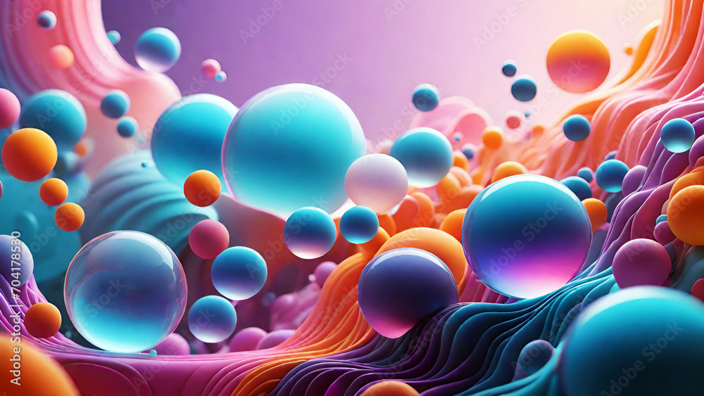 3d rendering of abstract background with colorful bubble liquid Stock ...