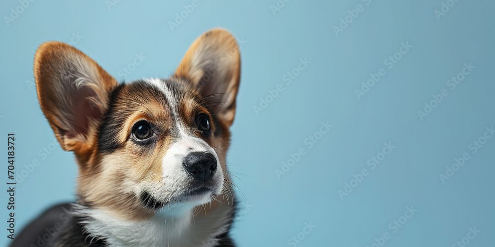 Adorable corgi puppy with curious questioning face isolated on light ...