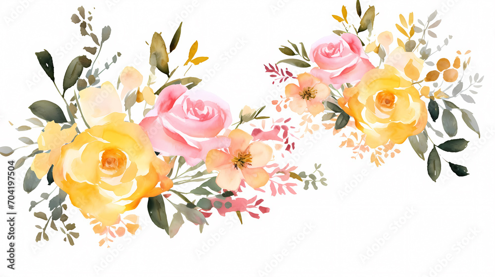 Floral frame with watercolor flowers, decorative flower background ...