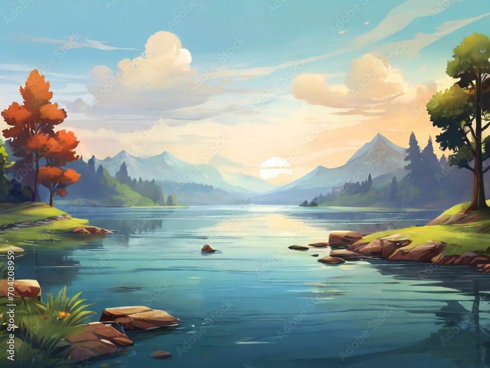 lake background, design for poster, banner, flyer. ai generative design ...