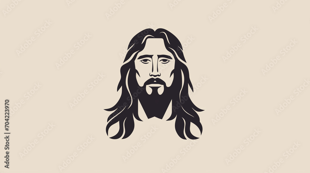 Flat 2d graphic design portrait of Jesus Christ. Religious image. Stock ...