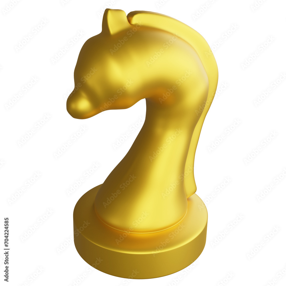 Metallic gold knight chess piece clipart cartoon design icon isolated ...
