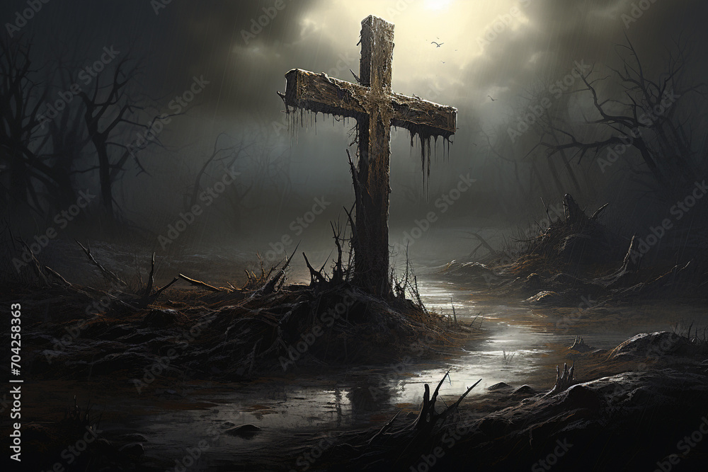 Cross on ground Stock Illustration | Adobe Stock