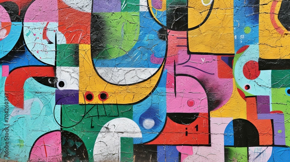 Wall graffiti street art graffiti doodle art colorful shapes geometric ...