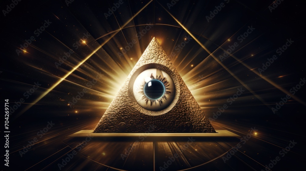 a triangle shaped object with an eye in the center of the triangle ...
