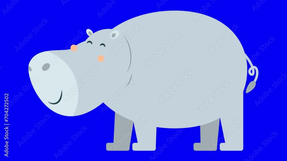 2D hippo green screen animation, baby hippo Character Animation Green ...