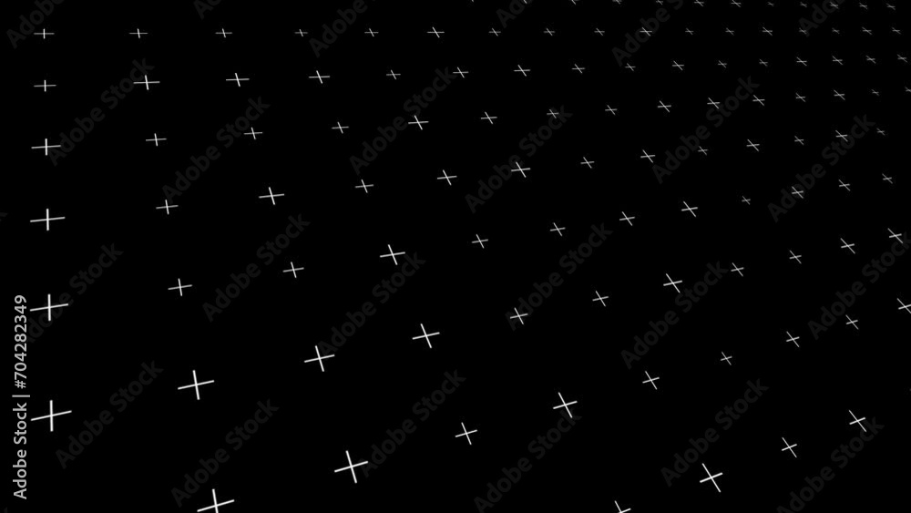 4K animated background grid composed of twinkling plus symbol ...