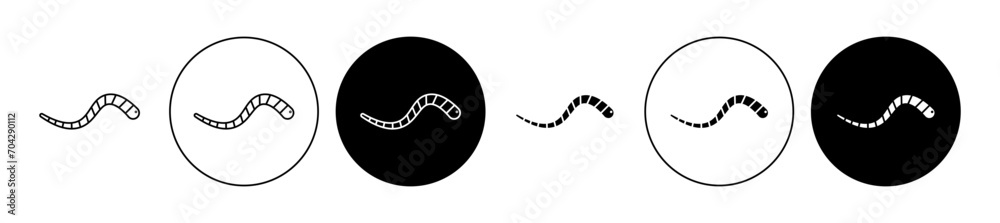 Earthworm Gummy Vector Illustration Set. Caterpillar and Larva Sign ...
