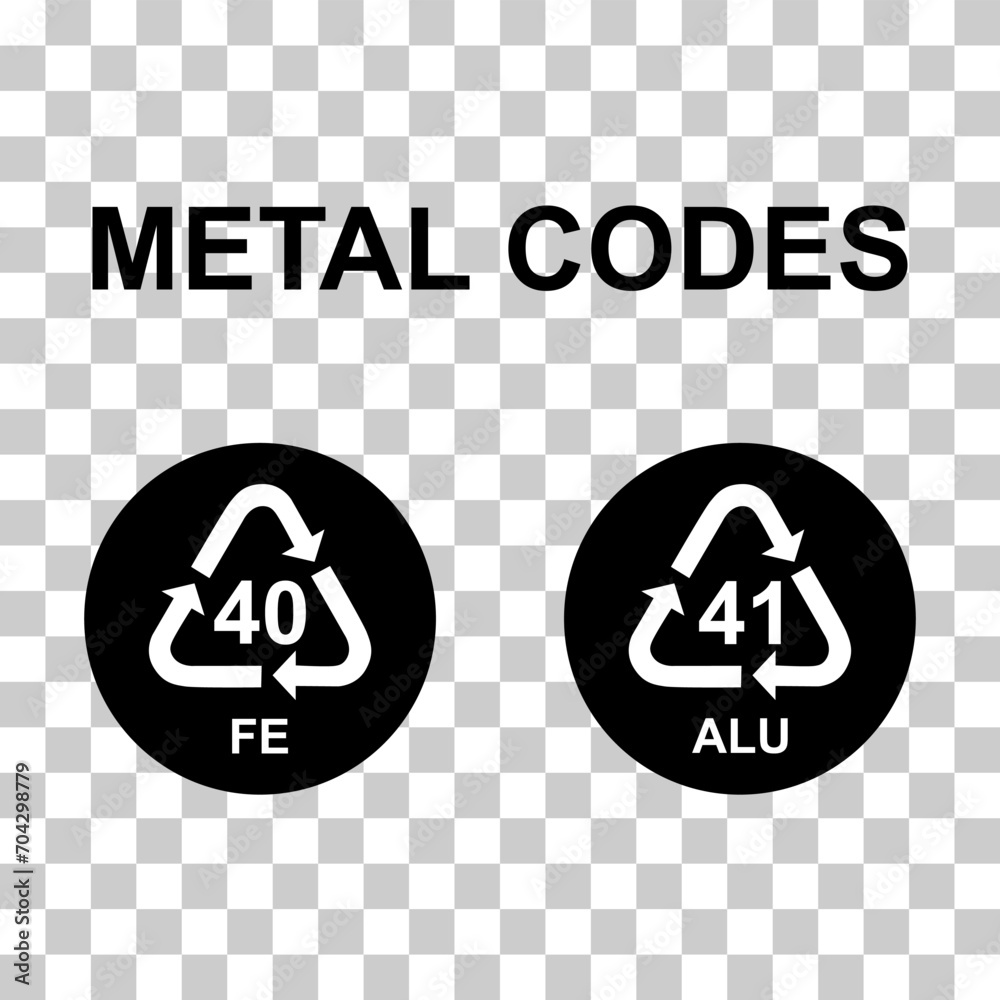 Set of Metals symbol, ecology recycling sign isolated on white ...