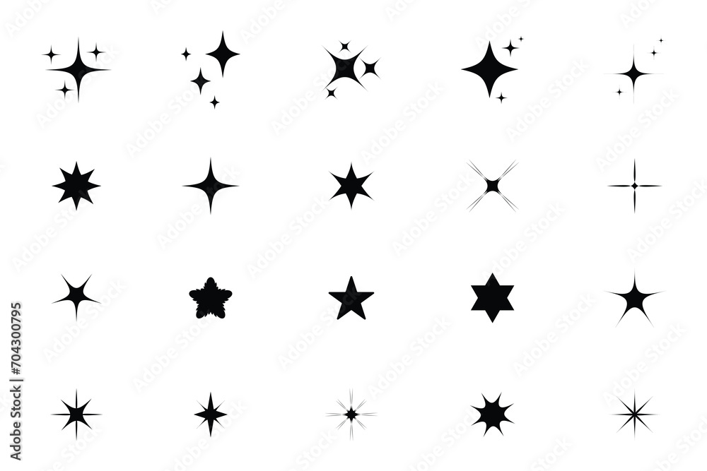 Star icons. Twinkling stars. Sparkles, shining burst. Christmas vector ...