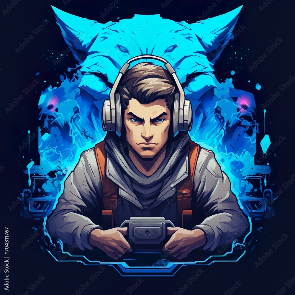 trending gamer art logo ideas man wearing hoodies with controller ...