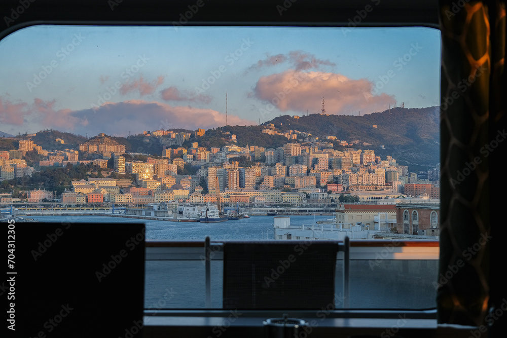 Romantic backstreet, side street or alley in historic old town of Genoa ...