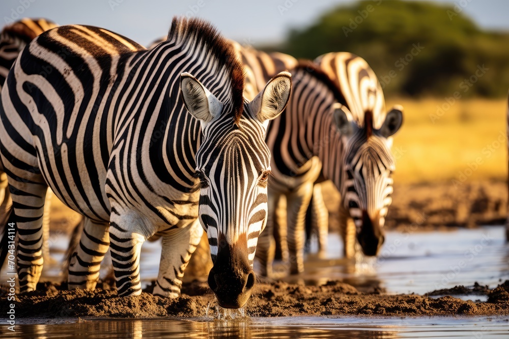 zebras gathered closely together, showcasing their distinctive black ...