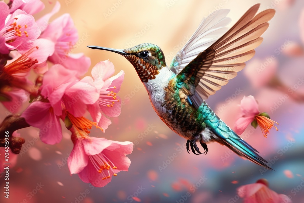 A remarkable moment captured as a hummingbird gracefully soars above a ...