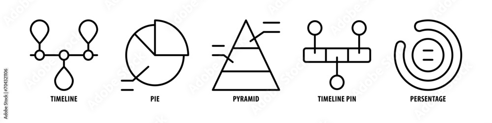 Percentage, Timeline pin, Pyramid, Pie, Timeline editable stroke ...