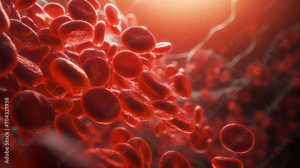 Poster Vivid Streams: Floating Red Blood Cells – Wall Art | UkPosters
