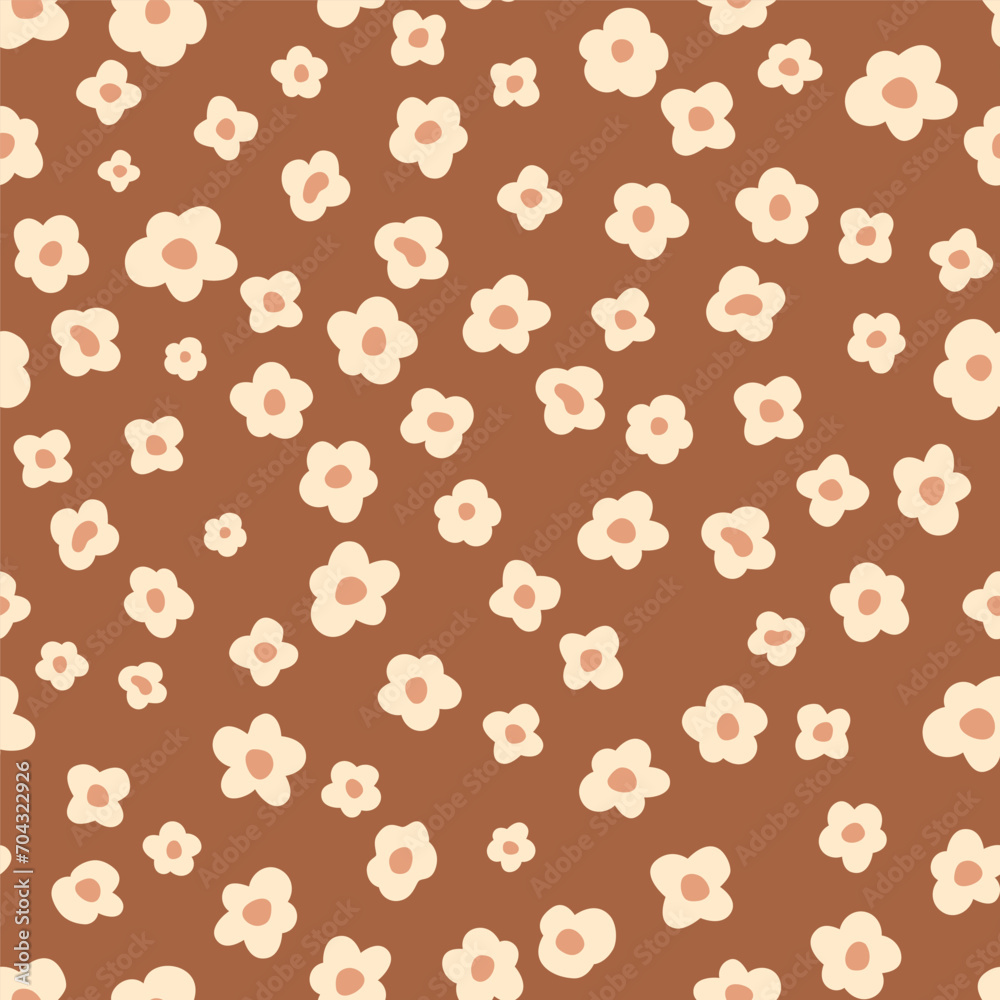 Brown tiny flowers pattern. Summer cottagecore ditsy print. Vector ...