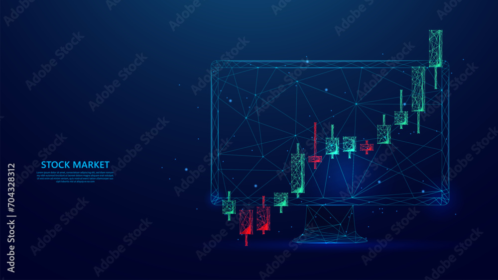 illustration of stock market trading activities on the monitor screen ...
