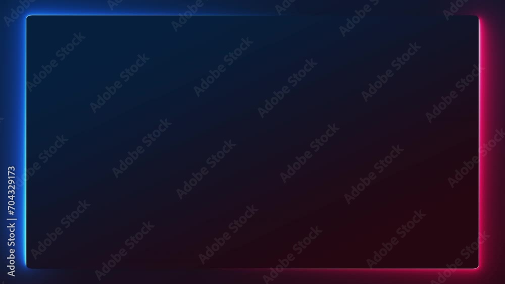 Abstract neon light rectangle frame with red blue gradient background ...