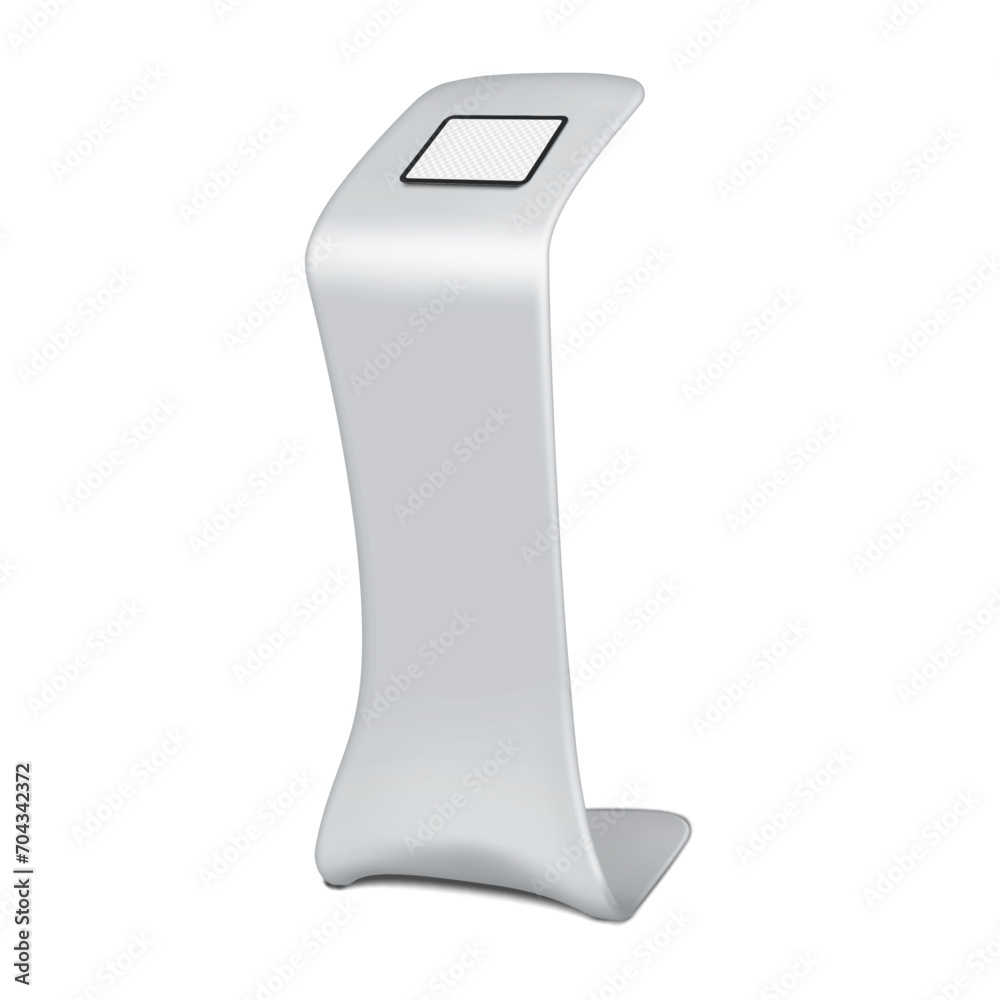Exhibition tablet stand with transparent screen realistic mock-up ...
